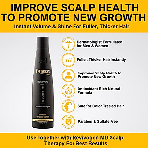 Revivogen MD Bio-Cleansing Shampoo for Thinning Hair, DHT Blocker Shampoo, Hair Loss Shampoo, Shampoo Thinning Hair, Soothes Scalp, Routine Shampoo for Women/Men Hair Loss, Hair Shampoo, 12oz