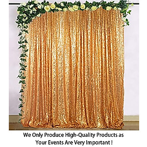 ShiDianYi 20 Ft X 10 Ft Gold Sequin Backdrop Curtain Sequin Fabric Photo Booth Backdrop Wedding Reception Deep Gold Glitter Photography Backdrop for Parties