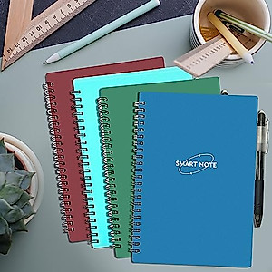 Smart Reusable Notebook, 5.9 x 8.5” Smart Notebook with Pen and Microfiber Cloth Included, Waterproof Reusable Notebook Digital Planner for Work School Journal Writing