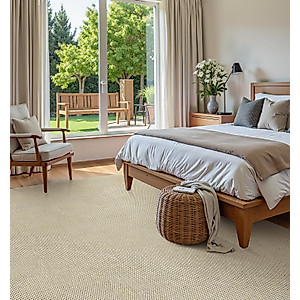 Moynesa Easy Jute Rug 5x7 Living Room Rug - 5x7 Area Rugs Natural Fiber Rugs for Bedroom, Farmhouse Indoor Outdoor, Hand Woven Sisal Rug Cotton Carpet for Home Office Decor, Natural & Beige