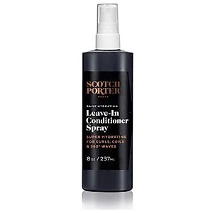 Scotch Porter Leave-in Conditioner Spray: Men's Daily Hydration Leave-In Beard & Hair Conditioner Spray Coconut, Avocado, & More | 8oz Bottle with Pump Spray