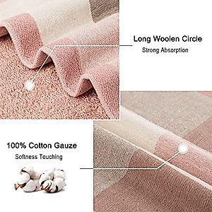 PiccoCasa 100% Cotton Terry Kitchen Towels, Big Buffalo Check, 6 Pack Soft Absorbent (13 x 29 Inch) Quick Dry Dish Towels - Pink, White