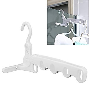 Zerodis Clothes Hanger Rack with 5 Holes, Folding Space Saver Clothing and Closet Rod Storage Organizer for Wall Door Balcony, Portable Household Travel Drying Rack Clothes Rack, White