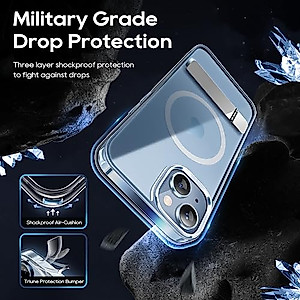 Niunisi Magnetic Case for iPhone 14 Case 6.1-Inch (2022), Slim Kickstand with Screen Protector Compatible with Magsafe Shockproof Crystal Clear Cases Phone Case Cover, Clear