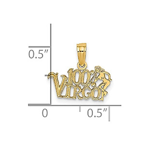 Solid 14k Yellow Gold 100% Virgo Charm Pendant - 11mm x 14mm