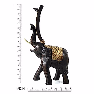 Joyous Elephant Carved Rain Tree Wooden Wine Bottle Holder (Thailand) | Handcarved Home Decorations