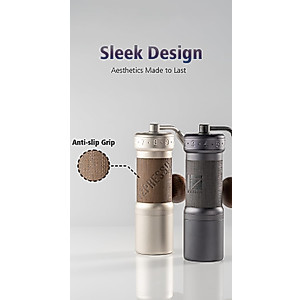 1Zpresso K-Ultra Manual Coffee Grinder Iron Gray with Assembly Consistency Grind Stainless Steel Conical Burr, Foldable Handle, Numerical External Adjustable Setting, All-Round Grinder