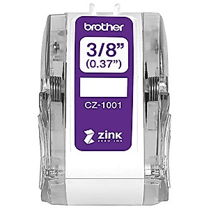 Brother Genuine CZ-1001 3/8” (0.37”) 9mm Wide x 16.4 ft. (5 m) Long Label roll Featuring Zink Zero Ink Technology