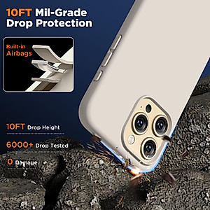 COFFKER Compatible with iPhone 15 Pro Max Case, Liquid Silicone Case, Full Body Shockproof Protective Cover Slim Thin Phone Case with [Soft Anti-Scratch Microfiber Lining], 6.7 inch-Stone