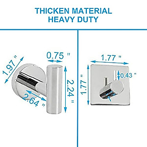 TocTen 4 Pack Bath Towel Hook Set, SUS 304Stainless Steel Robe Hook, Heavy Duty Bathroom Hook Include 2 Wall Mounted Coat Hooks 2 Adhesive Hooks Suitable for Kitchen Office Bathroom