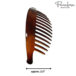 Parcelona French Banana Wide Edge Tortoise Shell Brown Extra Large 7” Celluloid 13 Teeth Set of 2 Side Hair Combs for Women and Girls