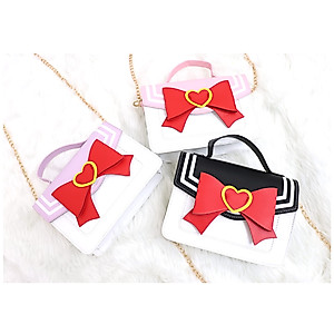PROCOS Women's Handbags Kawaii Sailor Cosplay Pu Leather Purse Moon Bow Chain Crossbody Shoulder Bags Messenger Satchel Tote