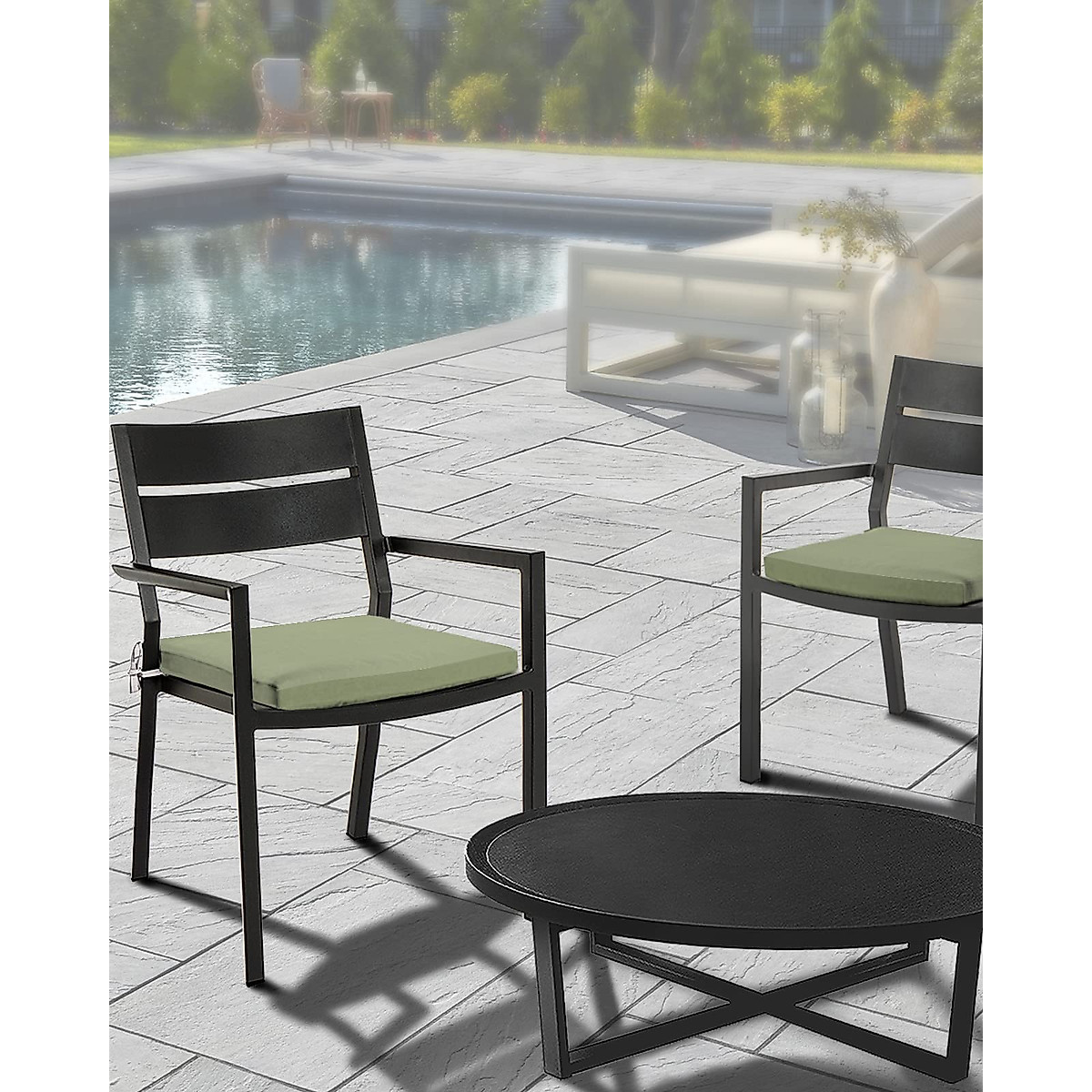 Hokiten Sage Green Outdoor Cushion Chair Cover Set of 2 - Waterproof Couch Seat Covers, Farmhouse Sage Green Decor Patio Furniture Protector Cushions Slipcovers for Sofa/Garden/RV, 20"x18"x4"