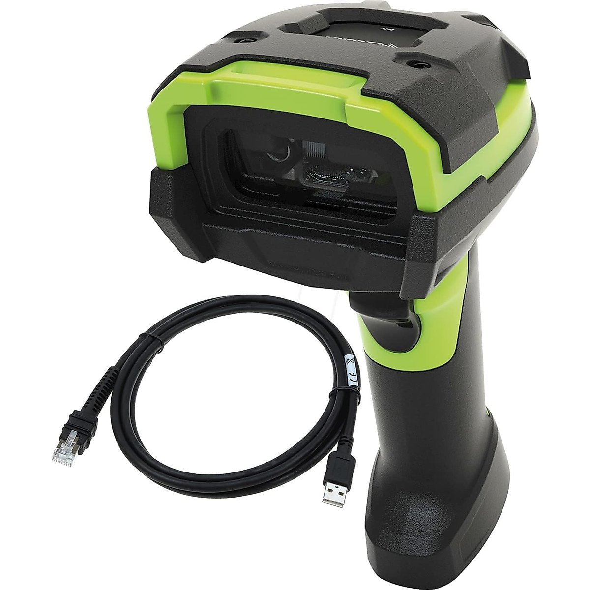 Zebra Li3608-SR 1D Ultra-Rugged Barcode Scanner - Serial, USB Connectivity - Vibration Motor, Handheld, Corded, Standard Range 1D Linear Imager, Industrial Green - JTTANDS