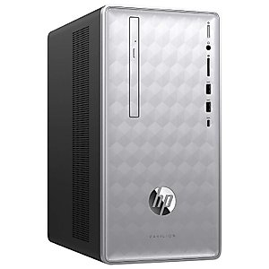 HP Pavilion 590-p0039 Desktop PC - AMD A12-9800 3.8GHz, 16GB, 1TB HDD, DVDRW, Bluetooth, USB Keyboard & Mouse, Windows 10 Home - Natural Silver (Renewed)
