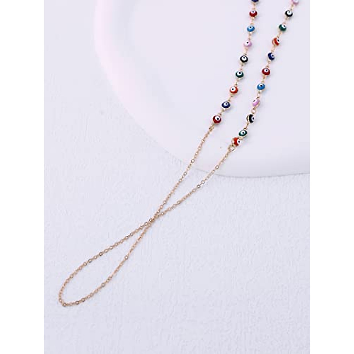 Female Magnetic Anti-Lost Straps Holder Gold Chain Colorful Eye Beads Necklace Leash String for Airpods Pro 3 2, 72cm (Colorful Beads), 28.35X0.43X0.43inches (FDL-001)