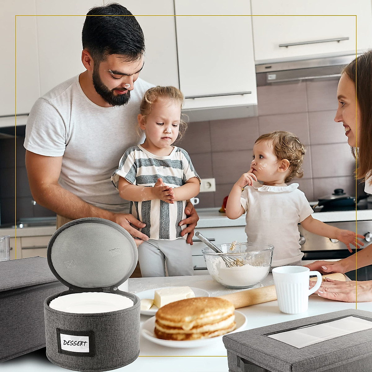 Homelux Theory Silverware Storage box | 15"x10.3"x3" ULTRA THICK HARDSHELL ALL SURFACES & COVER | Flatware Storage Containers | Adjustable 5 compartments | Cutlery Organizer with handles