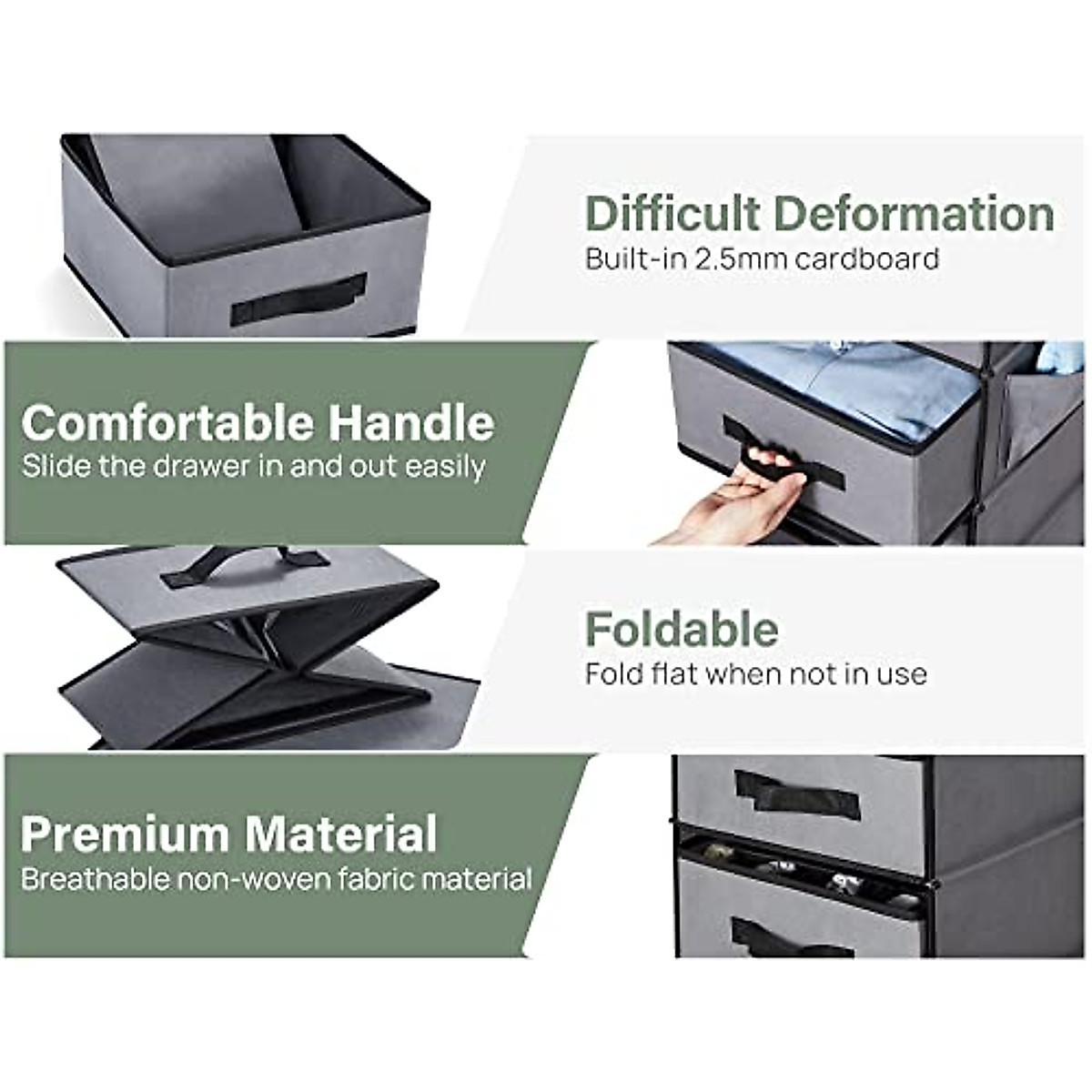 Kootek 7 Shelf Hanging Closet Organizer with Drawers, Hanging Closet Shelves Closet Storage 6 Clothing Drawer Side Pockets for Clothes, Bras, Socks, Underwear, Nursery Room, Wardrobe