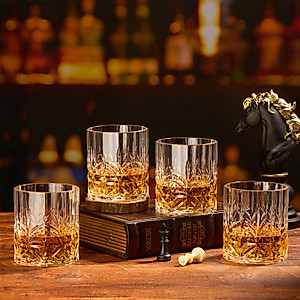 Hlukana Unbreakable Plastic Whiskey Glasses Set of 6, 14 Oz Old Fashioned Glasses for Scotch Cocktail Rum Bourbon Vodka Liquor, Unique Gifts for Men, Reusable, Clear, BPA-free, Dishwasher Safe