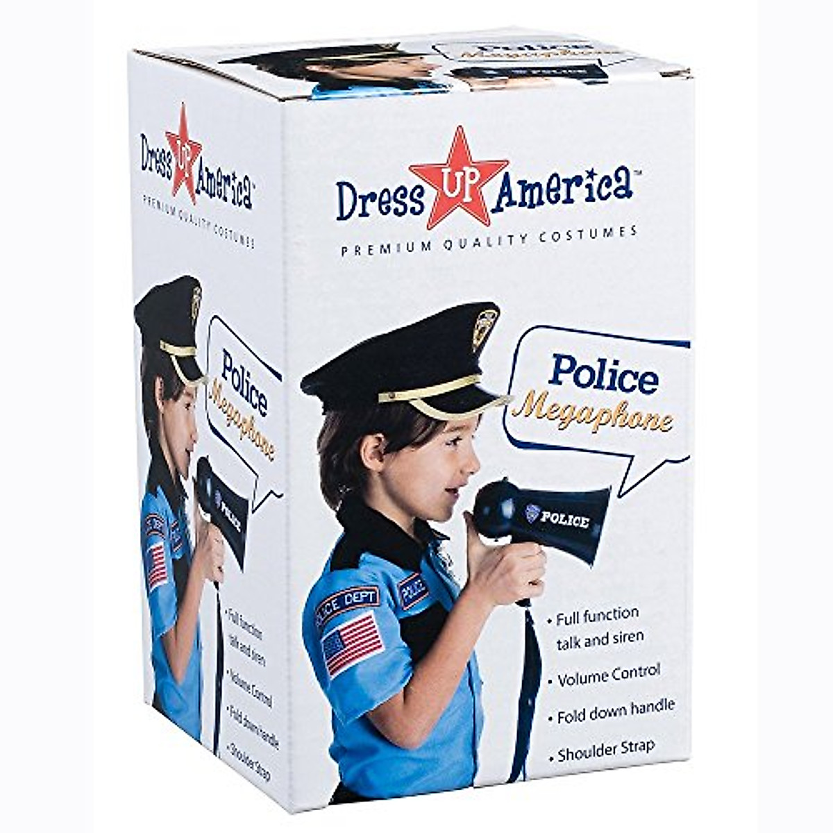 Dress-Up-America Police Officer Megaphone For Kids - Blue Policeman Bullhorn With Siren Sound