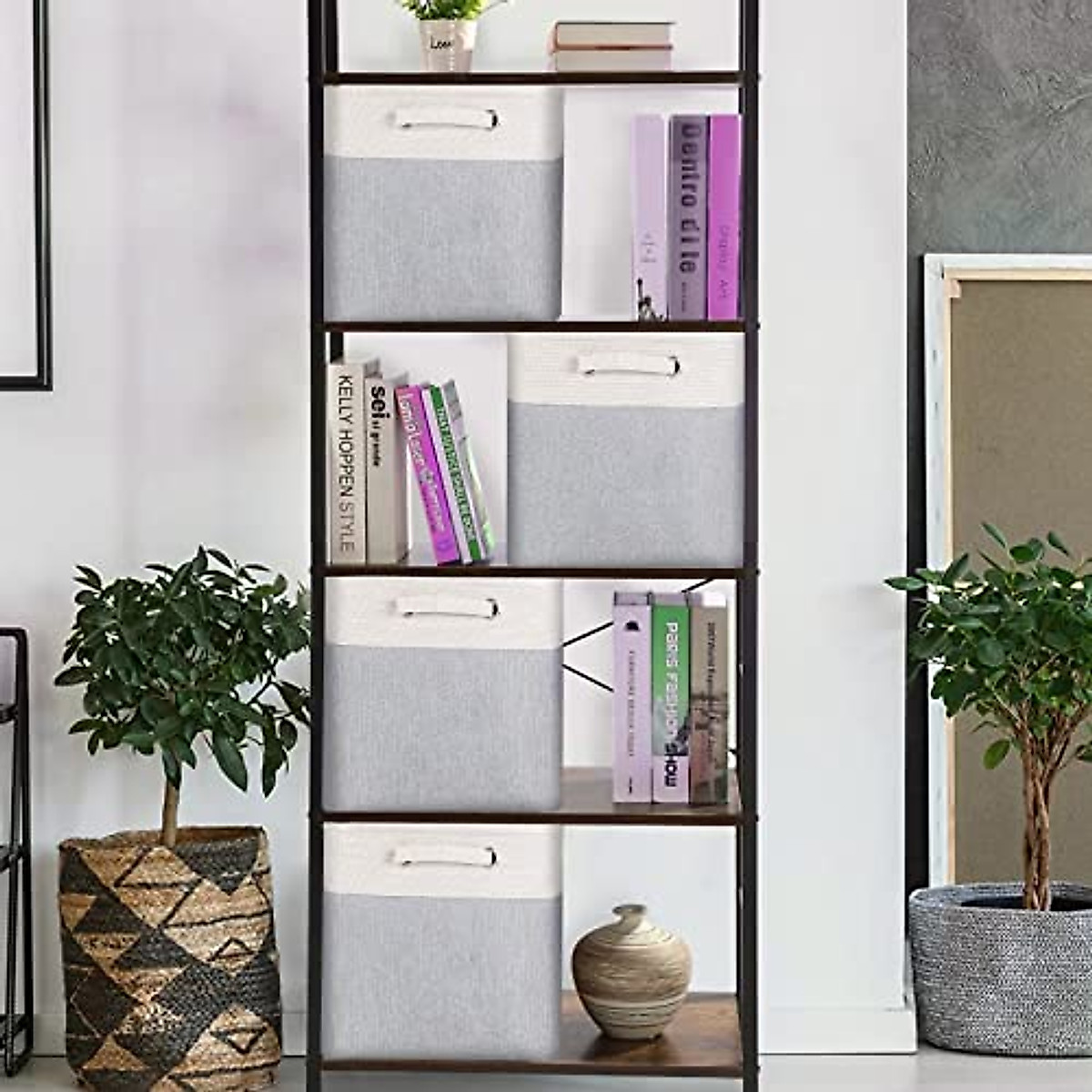 Fabric Cube Storage Boxes Foldable Storage Bins Earth-Green and Beige Patchwork Storage Baskets Cube Storage Bins with Handle Cubes Inserts Storage for Home and Office Supplies 13x13x13 cube organizer bin 3 Pcs/Pack