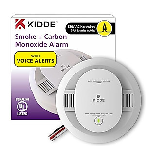 Kidde Hardwired Smoke & Carbon Monoxide Detector, AA Battery Backup, Voice Alerts, Interconnectable, LED Warning Light Indicators