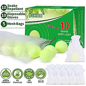 USKICH 10 Pack Snake Away Repellent, Snake Repellent Balls for repelling Outdoors Indoor Snakes Rats and Other Pests, for Yard Lawn Garden Camping Fishing, Natural Plant Formula Pest Insect Control…