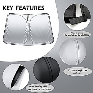 Initial WS Custom Foldable Windshield Sunshade Compatible with 2019 2020 2021 2022 Volvo S60, Made in U.S