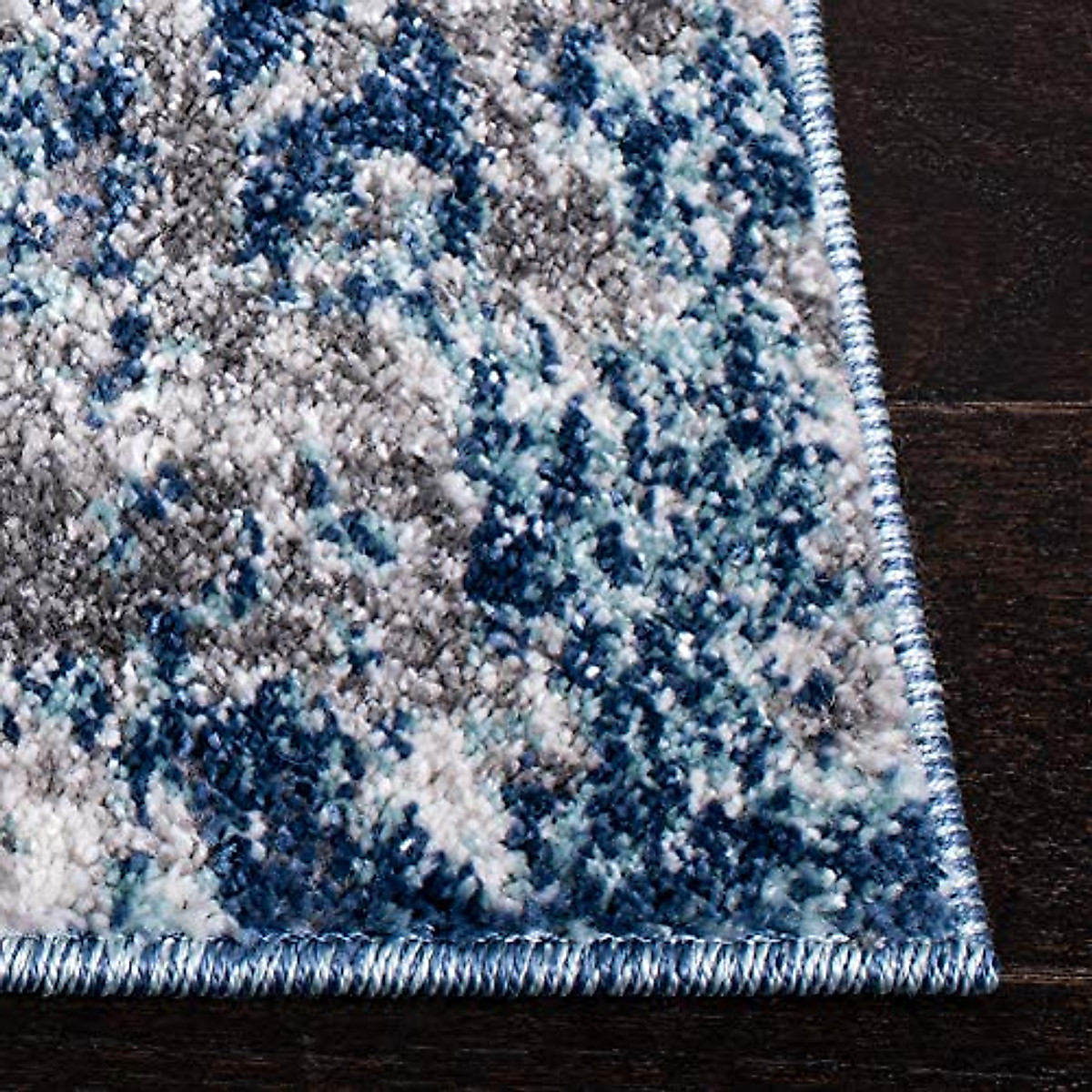 SAFAVIEH Aston Collection 9' x 12' Navy / Grey ASN710N Modern Abstract Non-Shedding Living Room Bedroom Dining Home Office Area Rug