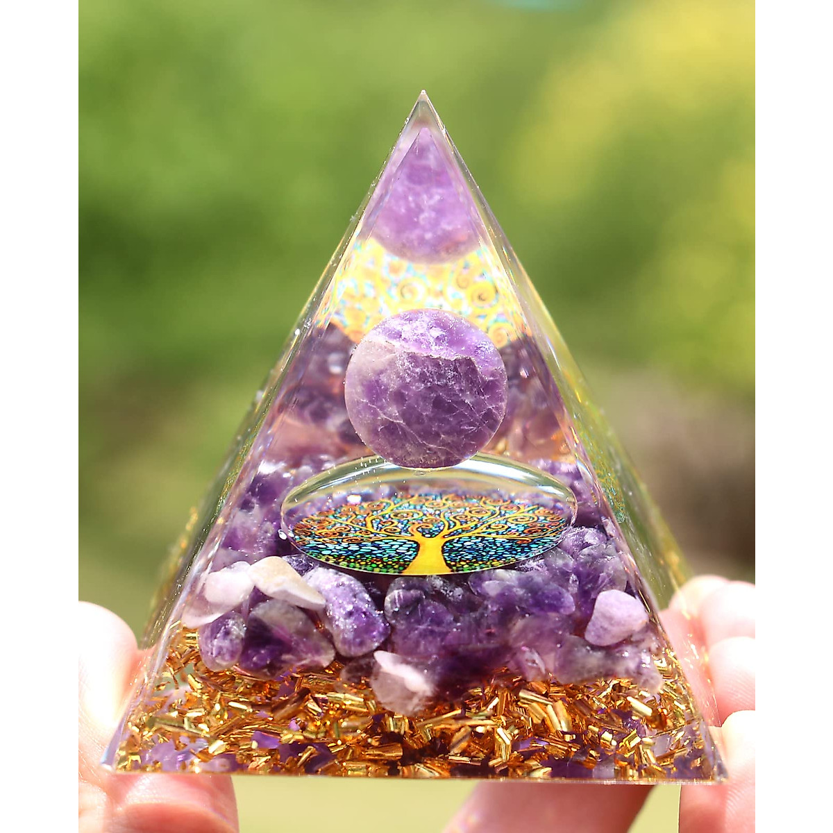 WEIENSC Orgone Pyramid - Healing Crystals Pyramid and Healing Stones, Crystal Stone Energy Generator for Yoga Reiki Meditaion Blanacing Chakra