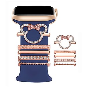 Watch Band Charms for Apple SmartWatch Band for Women Decorative Ring Loops 38mm 40mm 41mm 42mm 44mm 45mm Compatible with iWatch Series 7 6 5 4 3 2 1 Smart Watch Accessories Diamond Jewelry(No Watch