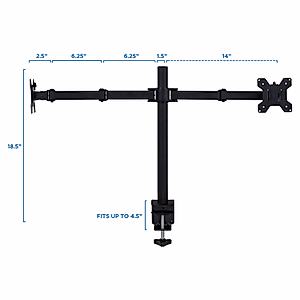 Mount-It! Dual Monitor Mount | Double Monitor Desk Stand | Two Heavy Duty Full Motion Adjustable Arms Fit 2 Computer Screens 17 19 20 21 22 24 27 Inch | VESA 75 100 | C-Clamp and Grommet Base