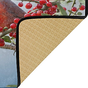 susiyo Kitchen Mat Northern Cardinals Red Birds Kitchen Rug Mat Anti-Fatigue Comfort Floor Mat Non Slip Oil Stain Resistant Easy to Clean Kitchen Rug Bath Rug Carpet for Indoor Outdoor Doormat