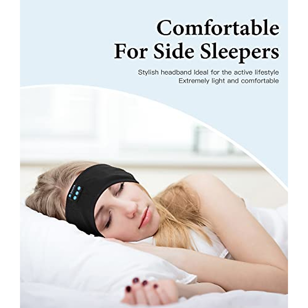 Voerou Sleep Headphones, Adjustable Bluetooth Headband Headphones, Ultra-Long Play Time Sleeping Headphones with Built in HD Hi Fi Speakers, Perfect for Sleep, Workout, Tennis, Yoga, Travel, Insomnia