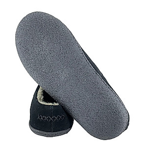 Clarks Mens Slipper Perforated Suede Leather Upper JMS0721 - Warm Plush Sherpa Lining - Indoor Outdoor House Slippers For Men (10 M US, Black)