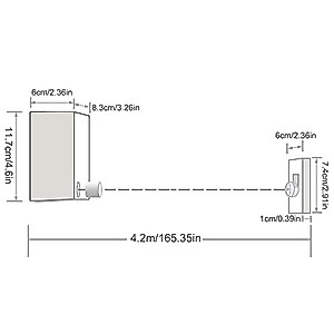 Retractable Clothesline，Indoor Clothesline for Drying Clothes-Wall-Mounted Stainless Steel self-Adhesive and Wall-Mounted Laundry Rope (13.8 feet) White