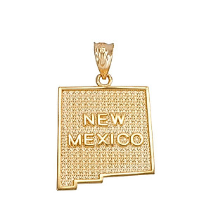 New Mexico NM State Map Charm Pendant in 14k Yellow Gold