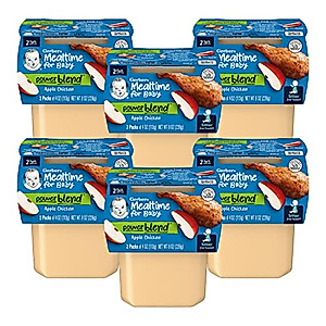 Gerber Mealtime for Baby 2nd Foods Powerblend Baby Food Tubs, Apple Chicken, Unsweetened with No Added Colors or Flavors, 2-4 oz Tubs/Pack (Pack of 6)