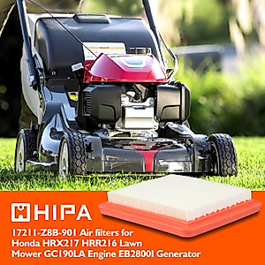 HIPA 17211-Z8B-901 Air Filter for Honda HRR2169VKA Harmony II HRR216 HRR216VKA HRR216PKA HRR2169PKA GCV160LAO GCV190LA Walk-Behind Lawn Mower (2 Pack)