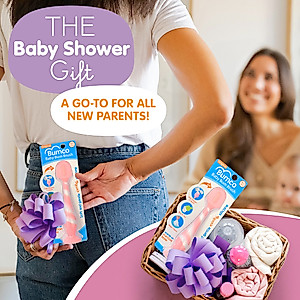 Bumco Baby Bum Brush - BPA-Free Diaper Cream Spatula with Suction Cup Base, Soft & Flexible Silicone, Wipe-Clean, Mom-Invented Diaper Bag Essentials (Light Pink Swirl)