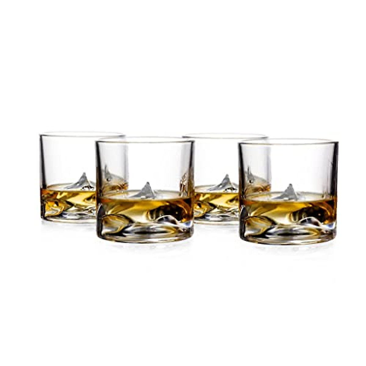 LIITON Mt Everest Whiskey Glasses Set of 4, Heavy Rocks Glasses Gift Set With Raised Mountain For A Quick Chill Without Ice