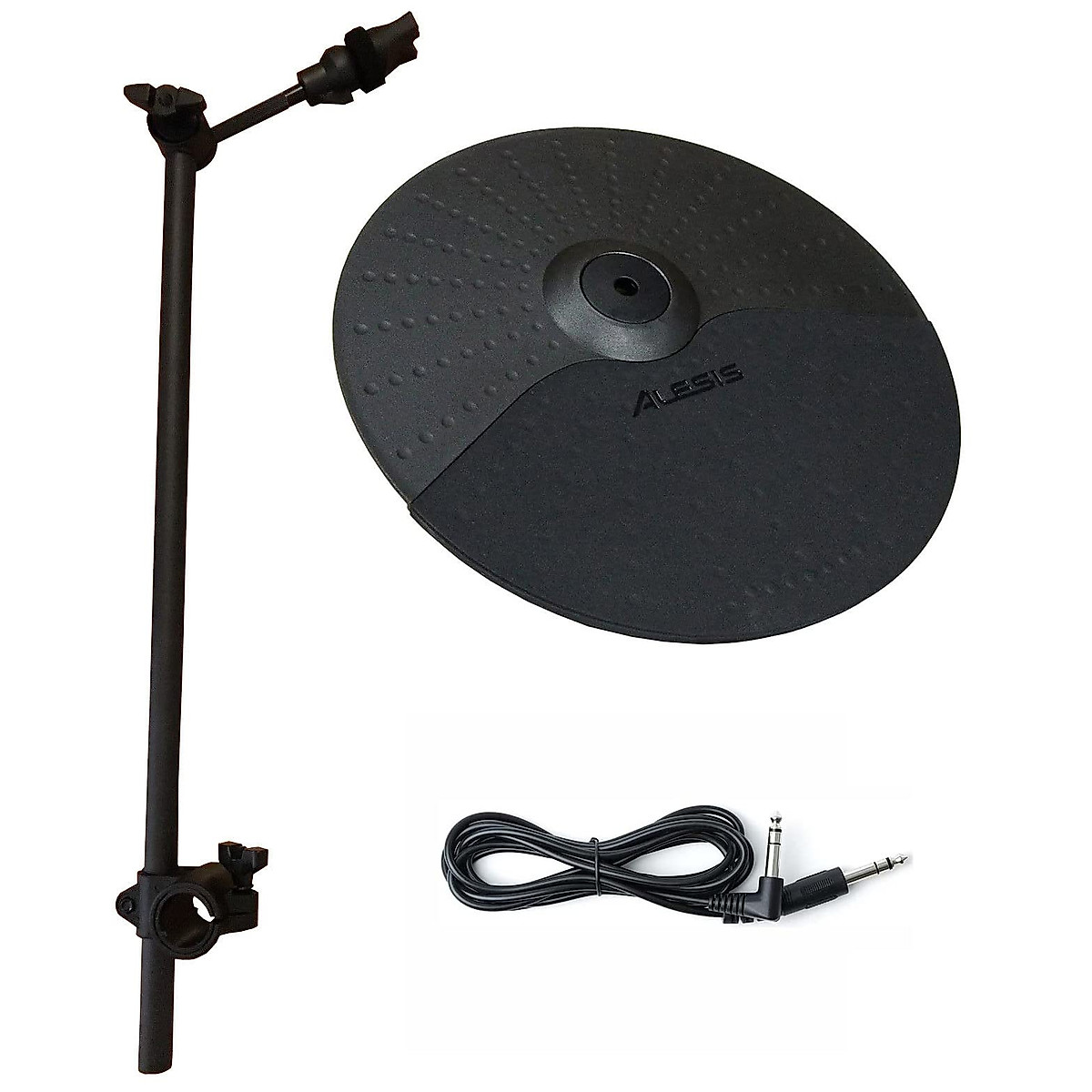 Alesis Nitro/Nitro Max 10 inch Cymbal with Choke, 22 inch Cymbal Arm/Clamp and Silverline Audio 10ft Connection Cable Bundle