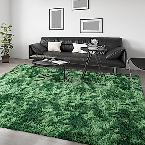 Prabia Large Area Rugs for Living Room, 6x9 Tie Dyed Green Super Soft Shag Rug for Bedroom, Modern Fluffy Fuzzy Plush Carpet for Girls Kids Dorm Room, Anti-Slip Cute Baby Nursery Rug for Home Decor
