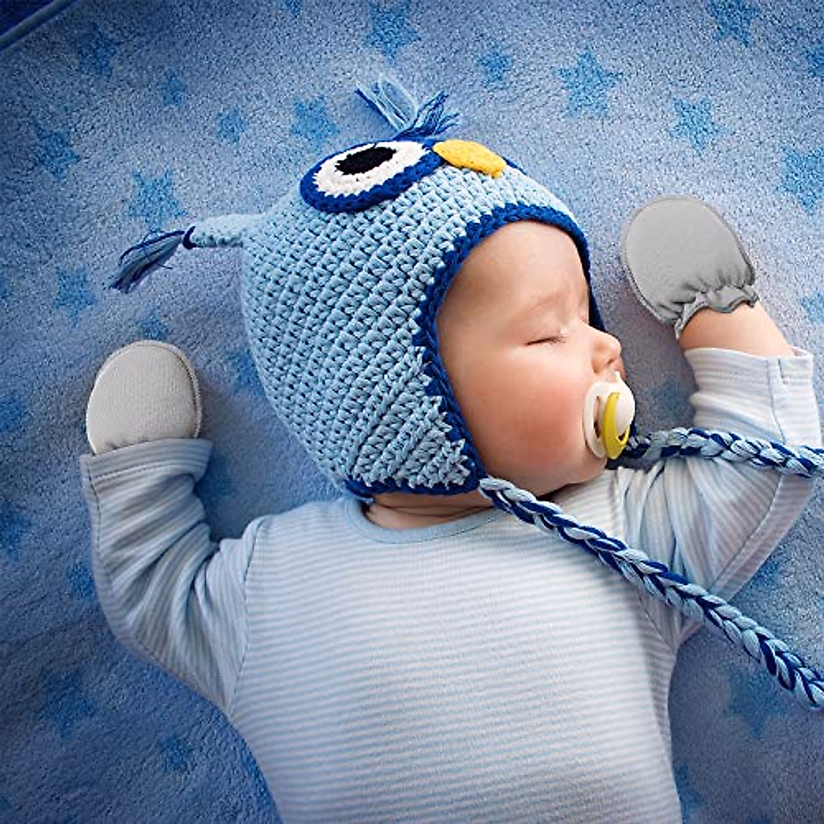 6 Pairs Newborn Baby Mittens No Scratch Infant Gloves Mitten for Baby 0-6 Months (White, Light Grey, Light Blue, Medium Grey, Black Grey, Navy Blue)