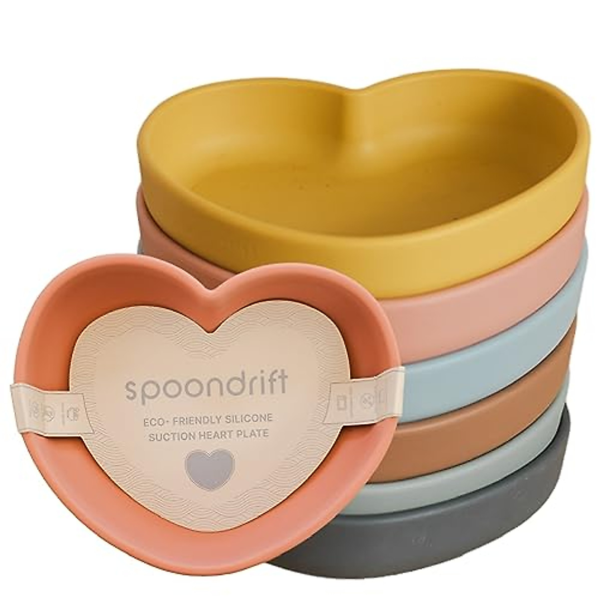 100% Food Grade Silicone Non-Slip Suction Heart Plate Dishware For Baby Lead Feeding | For Babies And Toddlers, BPA FREE, Diswasher Safe & Microwave Safe - Choose From 6 Colors (Muted Pink)