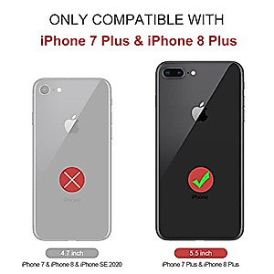 Defencase for iPhone 8 Plus Case, iPhone 7 Plus Case, iPhone 8 Plus Wallet Case for Women Men, Durable Leather Strap Zipper Card Holder Wallet Phone Case for iPhone 7 Plus & iPhone 8 Plus, Rose Pink