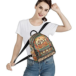 Wideasale Aztec Kokopelli Southwest Print Backpack Purse for Women Tribal Native American Indian Mini Travel Backpack Ethnic Style Pu Leather Casual Daypack