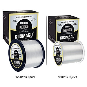 RIKIMARU Fluoro Fishing Line, 100% Fluorocarbon Coated Fishing Line (Clear, 6LB/0.23mm/300Yds)