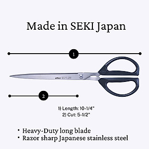 ALLEX Long Scissors 10-1/4" Razor Sharp Japanese Stainless Steel Blade, Giant Scissors for Ribbon Cutting Ceremony & Paper Cutting, Large Scissors Heavy Duty Blade, Made in JAPAN