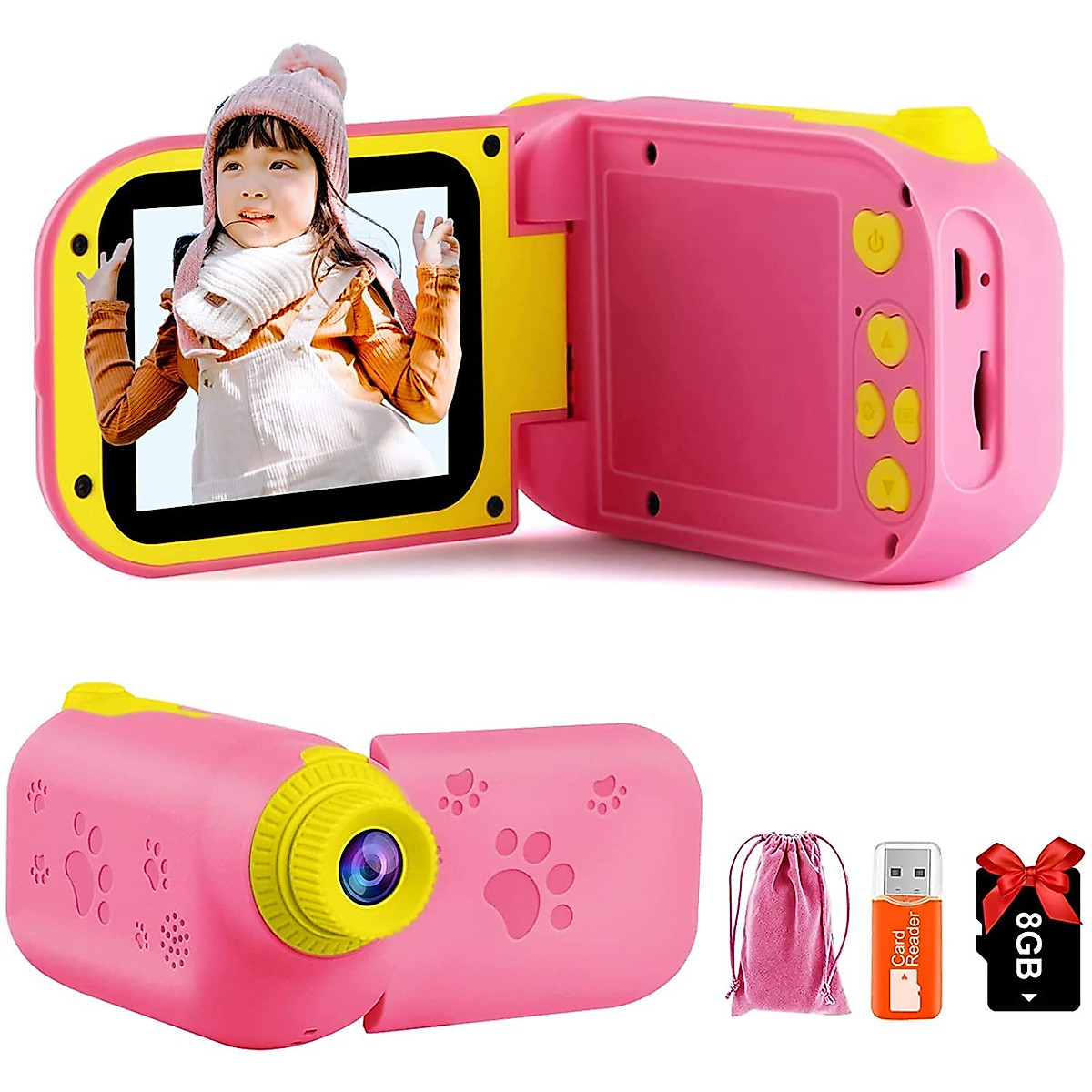 AILEHO Kids Camera Video Camcorder - Digital Camera for Kids, 12M 1080P Toddler Camera Toys for Boys Girls, Birthday Idea for Kids with 32G TF Card (Pink)